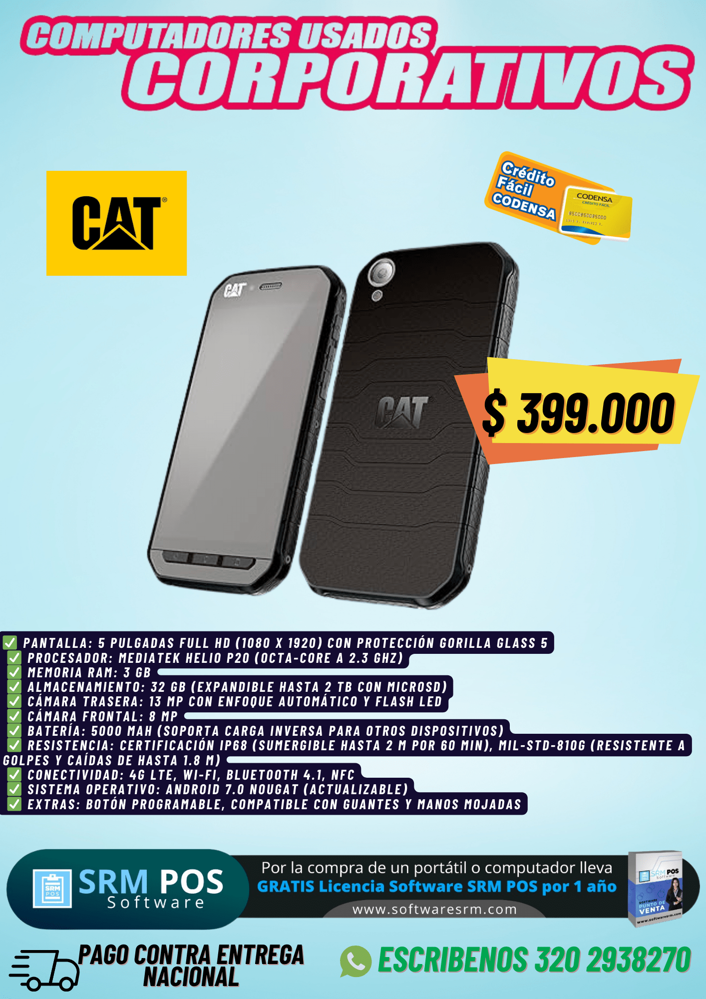 Smartphone CAT Resistente | 3GB RAM, IP68, 5000mAh | Celular Industrial ...