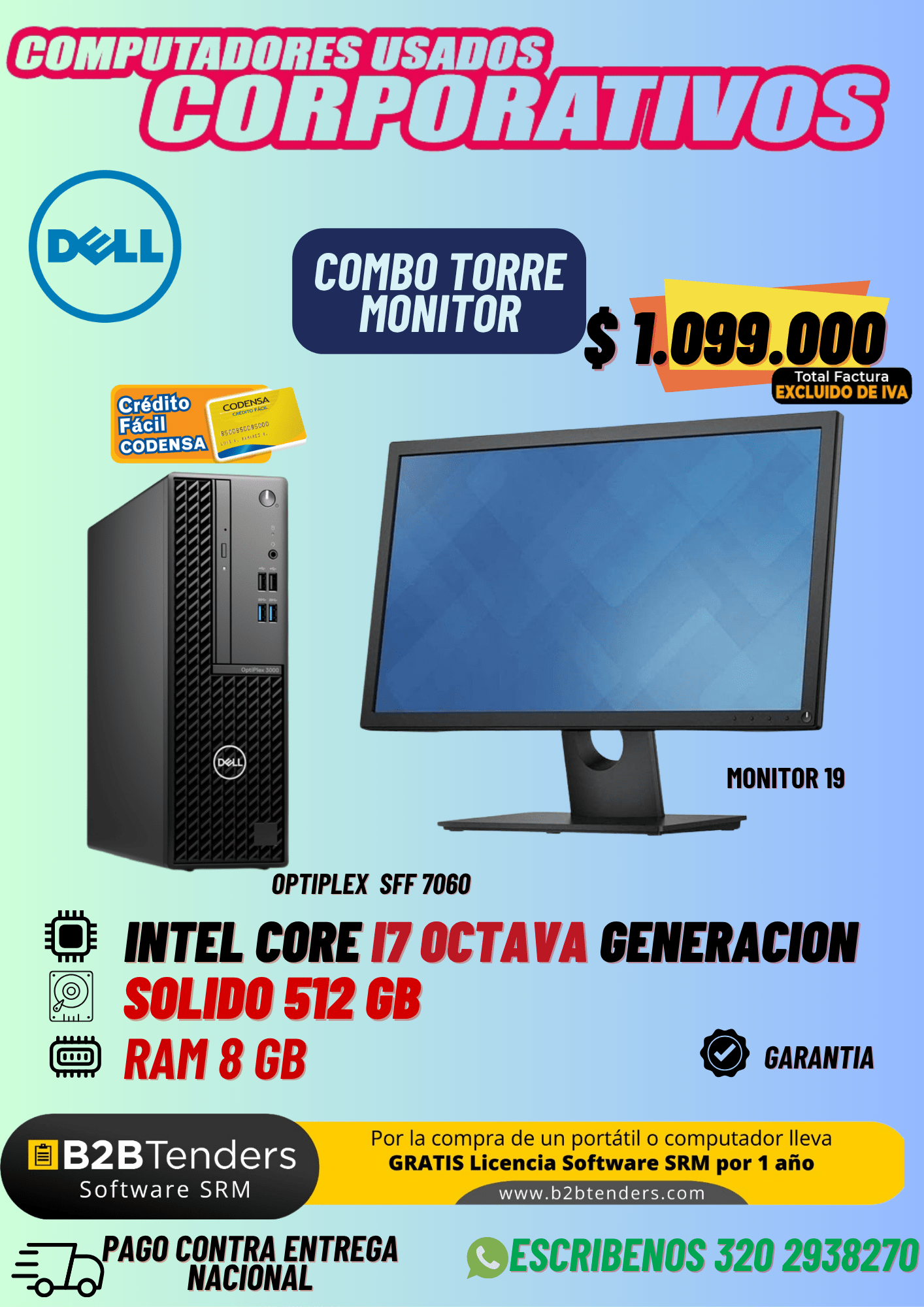 Dell Optiplex 7060 SFF Usado | i7 8ª Gen, 8GB, 512GB SSD + Monitor ...